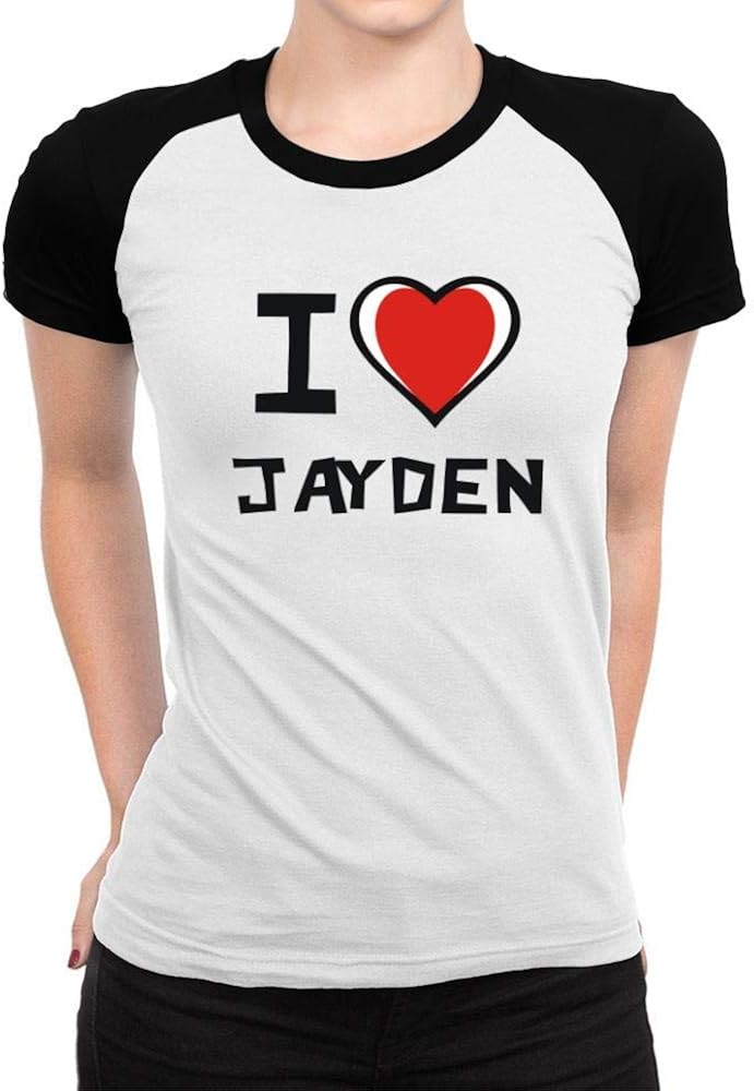 Idakoos I Love Jayden Bicolor Heart Damen Raglan T-Shirt: Amazon.de ...
