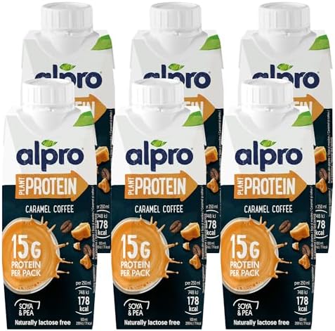 Alpro Soya High Protein Caramel Coffee Drink, 100% Plant Based, Lactose ...