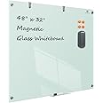 Amazon.com : TSJ OFFICE Glass Dry-Erase Board - 48 x 32 Inches Wall Mounted Glass Magnetic ...
