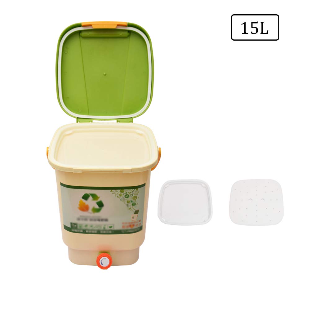 Buy HOUSEHOLD Indoor Kitchen Compost Bin, 15L Food Fermentation Bin ...