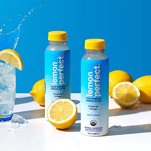 Lemon Perfect, Hydrating Organic Lemon Water, Zero Sugar, Flavored Water, Squeezed from Real ...
