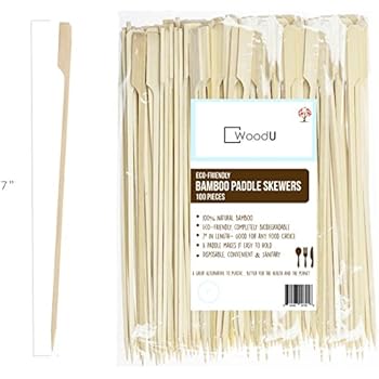 Amazon.com : Prexware 7 Inch Bamboo Picks Paddle Skewers BBQ Picks 100 ...