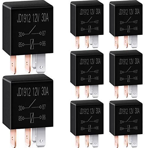 8 Pcs 4 Pin Relay Car Heavy Duty Relay Switch 12V 30 Amp Electrical Car ...