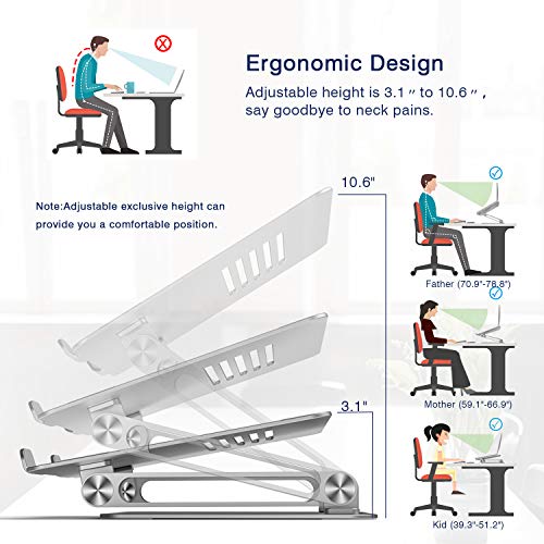 Adjustable Laptop Stand, EPN Laptop Riser with Heat-Vent to Elevate ...