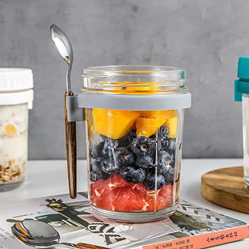 Xigugo Overnight Oats Container with Lid and Spoon, Overnight Oats Jars, 16 oz Cereal, Milk ...