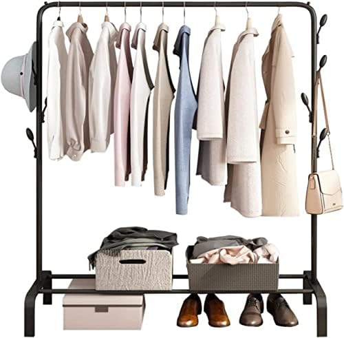 SKY-TOUCH Multipurpose Clothing Garment Rack with Bottom Shelves,Metal ...