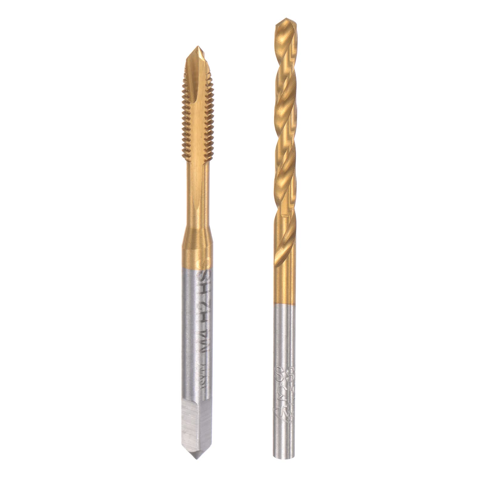 uxcell M4 x 0.7 Spiral Point Thread Tap and 3.3mm Twist Drill Bit Set ...