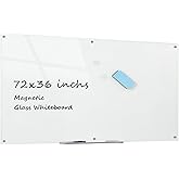 Amazon.com : KIZZBY Glass Dry Erase White Board - Magnetic Boards for Wall, 48"x36" Large ...