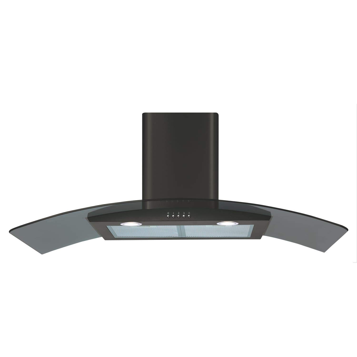 Hobs SIA CH101BL 100cm Black Cooker Hood Extractor & 100cm Black Glass ...