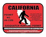 Bigfoot Gifts & Toys RDW California Sasquatch Hunting Permit - Color ...