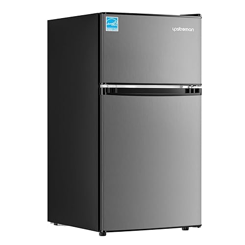 Upstreman 3.1 Cu.Ft Mini Fridge with Freezer, Double Door Mini Fridge ...