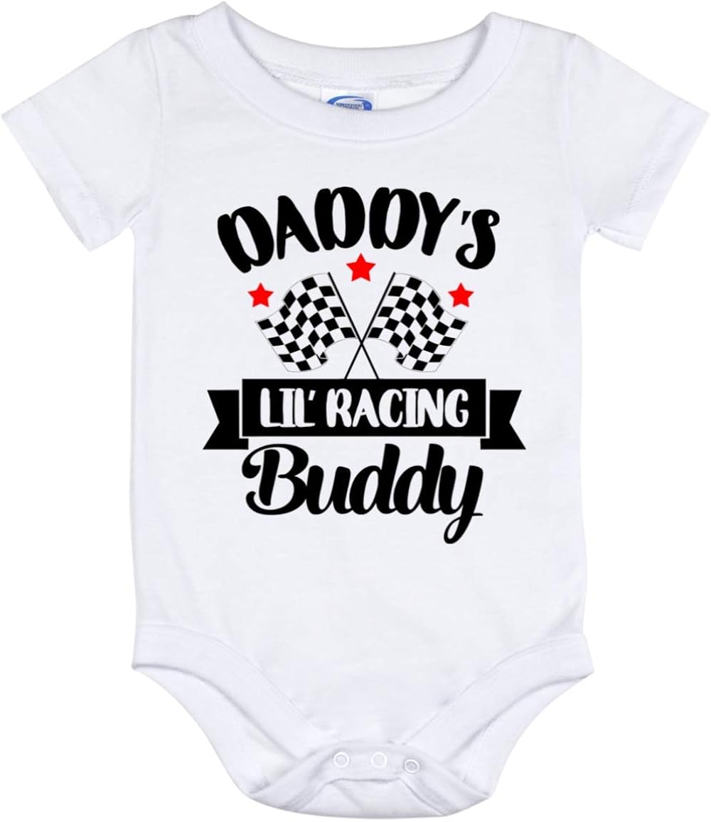 Amazon.com: Daddy’s Lil’ Racing Buddy Baby Bodysuit, Little Racer ...
