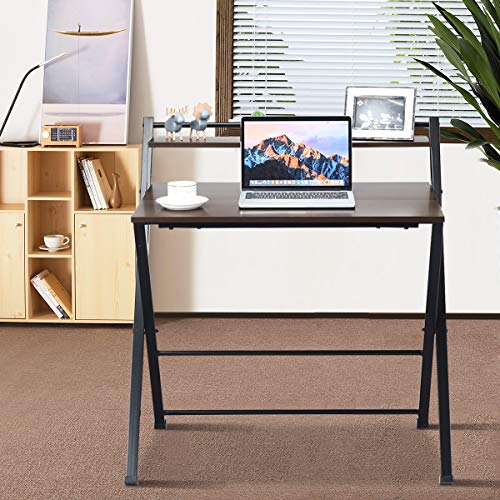 Tangkula Folding Computer Desk, Space-Saving Home Office Desk - Want It All