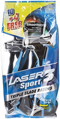 Laser Sport 3 Tripple Blade Disposable Shaving Razor-Anti Slip ...