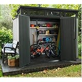 Keter Artisan Pent Outdoor Plastic Garden Storage Shed, Grey, 11 x 7 ft ...