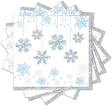 Dulousia Snowflake Napkins, Disposable Wonderland Party Paper Napkins ...
