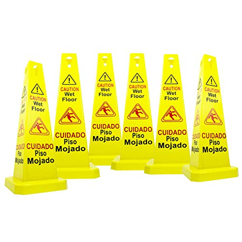 Reliable1st 6 Packs 26” Caution Wet Floor Cones | Wet Floor Sign | 4 ...