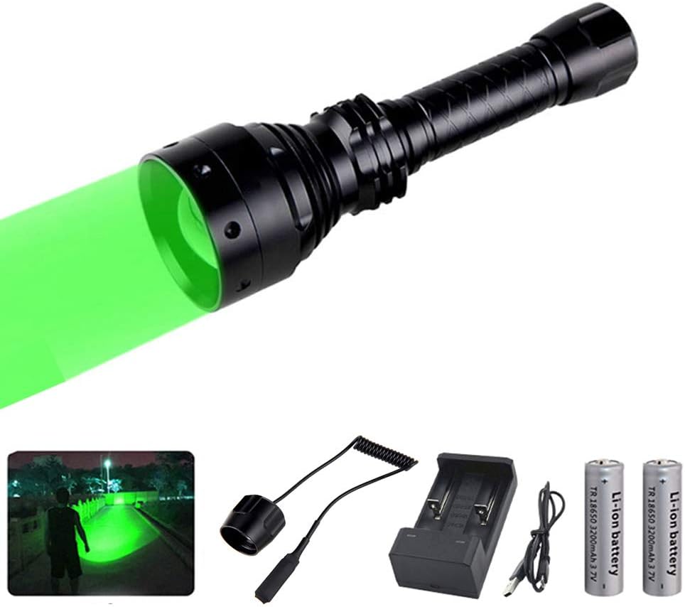 LED Torch Green, WESLITE High Lumens Tactical Flashlight with Green ...
