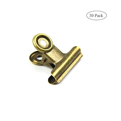 Antique Brass Small Bulldog Clips, Coideal 30 Pack Hinge Clip 1 Inch ...