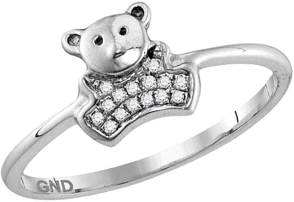 Amazon.com: Solid 10k White Gold Round Diamond Teddy Bear Cluster ...