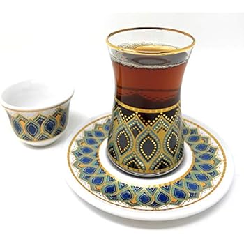 Amazon.com | Set of 6 Arabic Turkish Greek Coffee Mirra Porcelain Cups ...