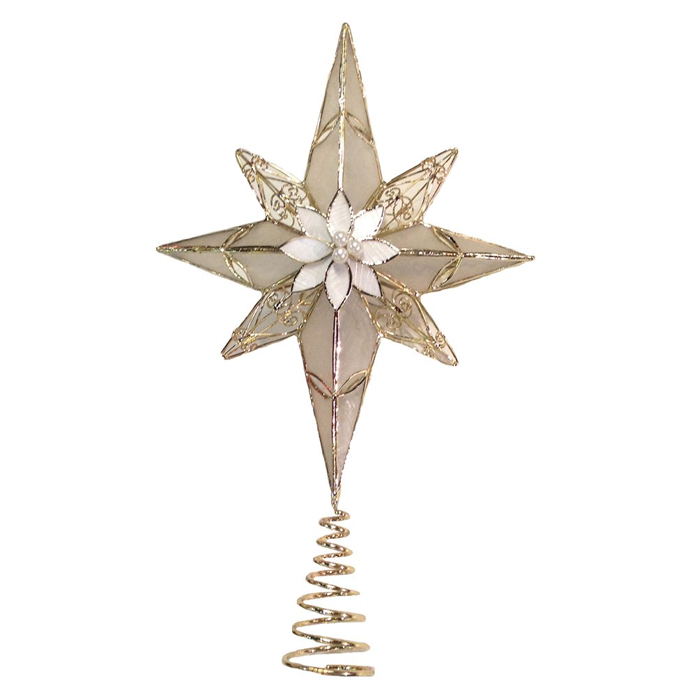 Kurt Adler 8-Point Star Treetop, 12-Inch, Gold Capiz for sale | North ...