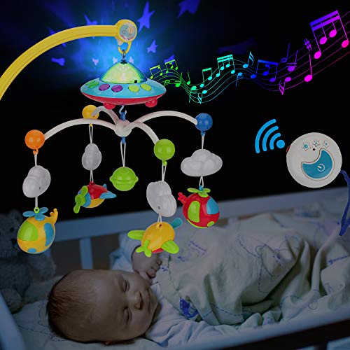 Elf Lab Baby Musical Crib Mobile with Hanging Rotating Toys, Remote ...