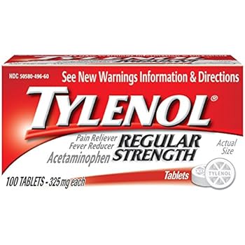 Amazon.com: Tylenol Regular Strength Tablets, 100 Count (Pack of 2 ...