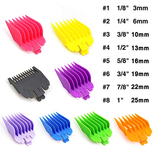 Professional Hair Clipper Guards Guide Combs, 8 Color Coded 1/8'' to 1 ...