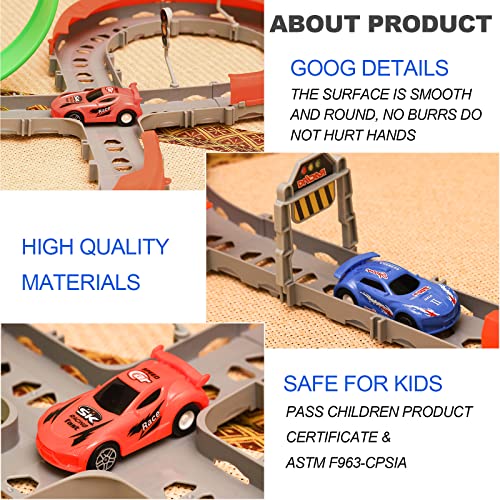 Race Car Track Set , Assembled Car Track Toys with 27 Pcs Building Kits ...