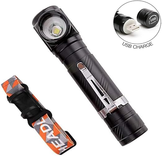 Pocket Torch USB Rechargeable Small Mini Torch Right Angle LED Head ...
