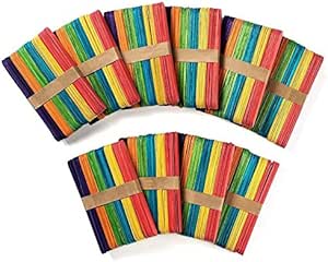 Amazon.com: 500 Pack Jumbo 6" Wooden Popsicle Sticks - Bright Assorted ...