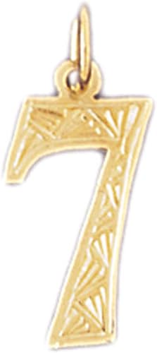 14K Yellow Gold Number Seven, #7 Pendant Necklace - 19 mm: Amazon.co.uk ...