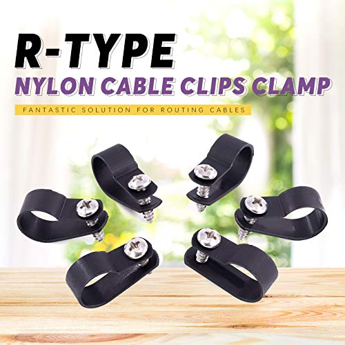 Swpeet 60 Pack Black 5/8 Inch Nylon Plastic R-Type Cable Clips Clamp ...