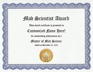 Amazon.com : Mad Scientist Award: Personalized Custom Crazy Science ...