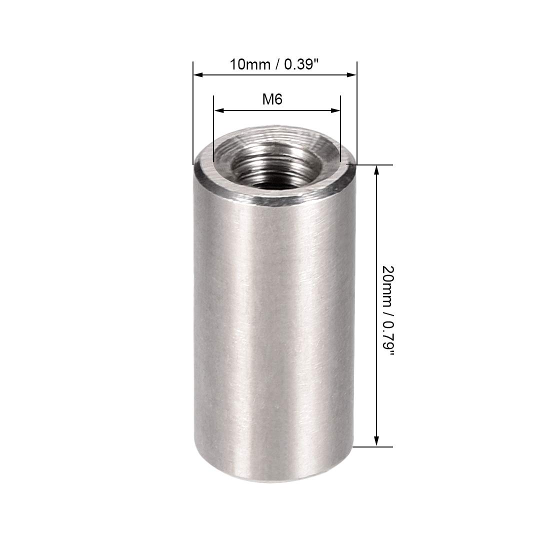 uxcell Round Connector Nuts M6x25mm Height Sleeve Rod bar Stud Nut ...