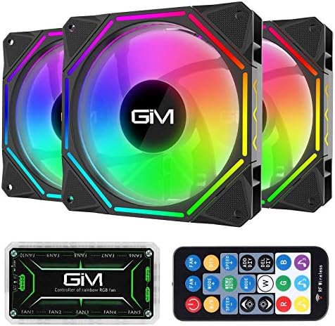 GIM KB-10 Pro RGB Case Fans, 3 Pack 120mm Quiet Computer Cooling LED ...