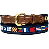 Amazon.com : Nautical Sailboats Belt, Sloops Sailing Belt on Navy ...