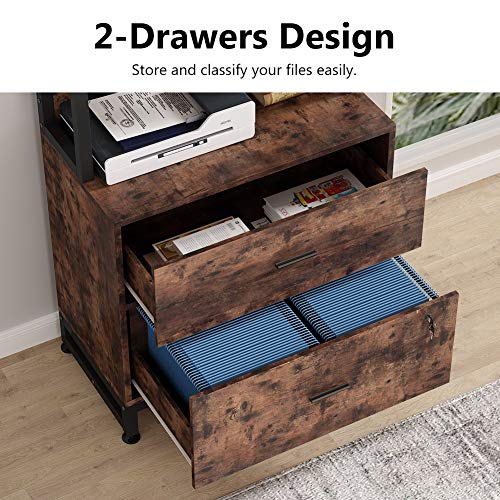 Tribesigns 2 Drawer Lateral File Cabinet with Lock, Letter Size Large Modern Filing Cabinet ...
