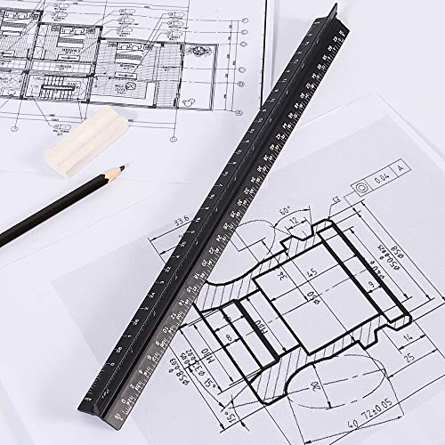 Accessbuy Architectural Scale Ruler, 12 Inch Solid Aluminum Architect ...