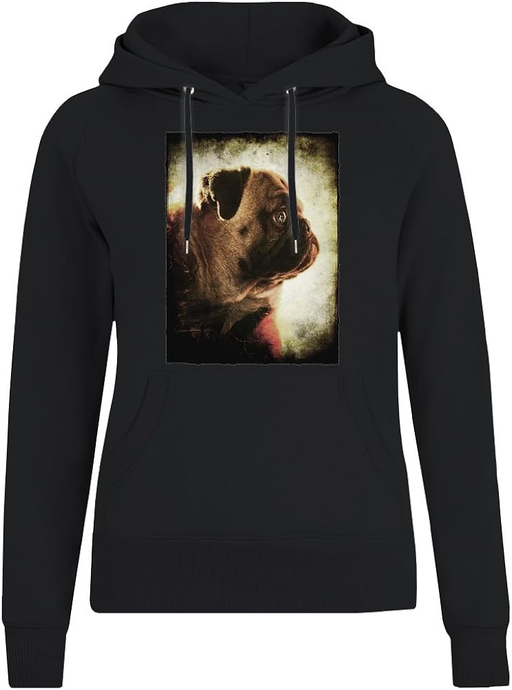 Pug Profile Jacket with Hoodie for Women - 100% Soft Cotton - High ...