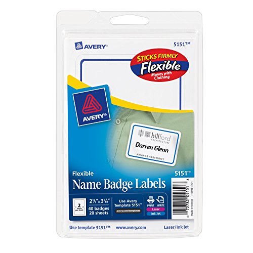 Avery Flexible Name Badge Labels with Blue Border, 2-1/3 x 3-3/8, Pack ...