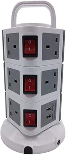 Vertical Power Strip 3 layers,11outlets with 2 USB ports,2m cable Gray ...