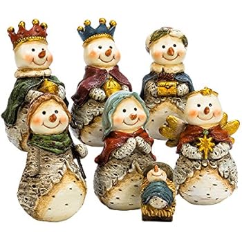 Amazon.com: Snowman Nativity Set 7 Pc Figurine Set: Home & Kitchen