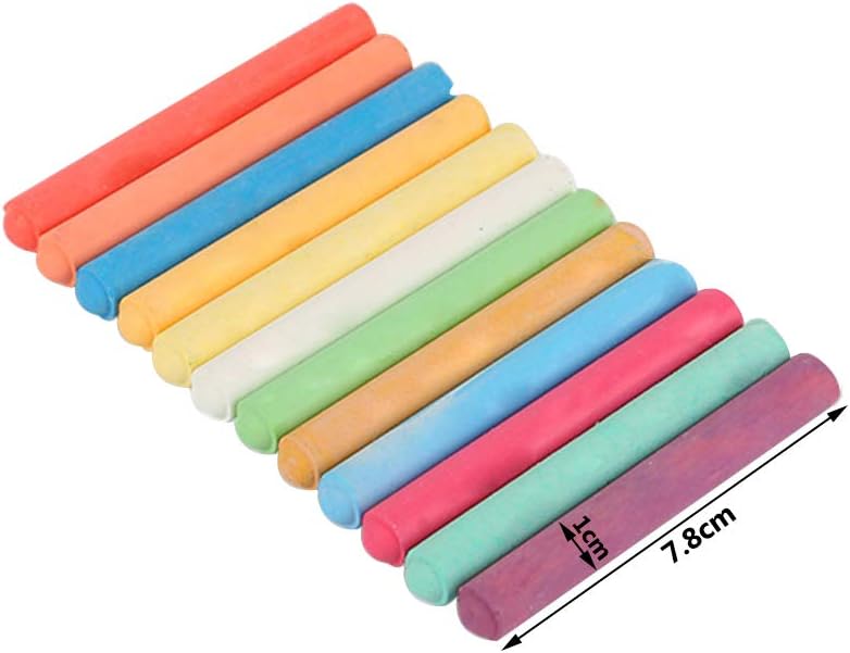 Coloured Chalk, 12Packs Dustless Chal for Construction Paper Blackboard ...