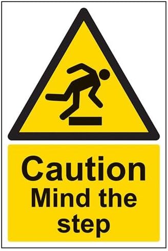 VSafety Caution Mind The Step Sign – Portrait – 200mm x 300mm – 1mm ...