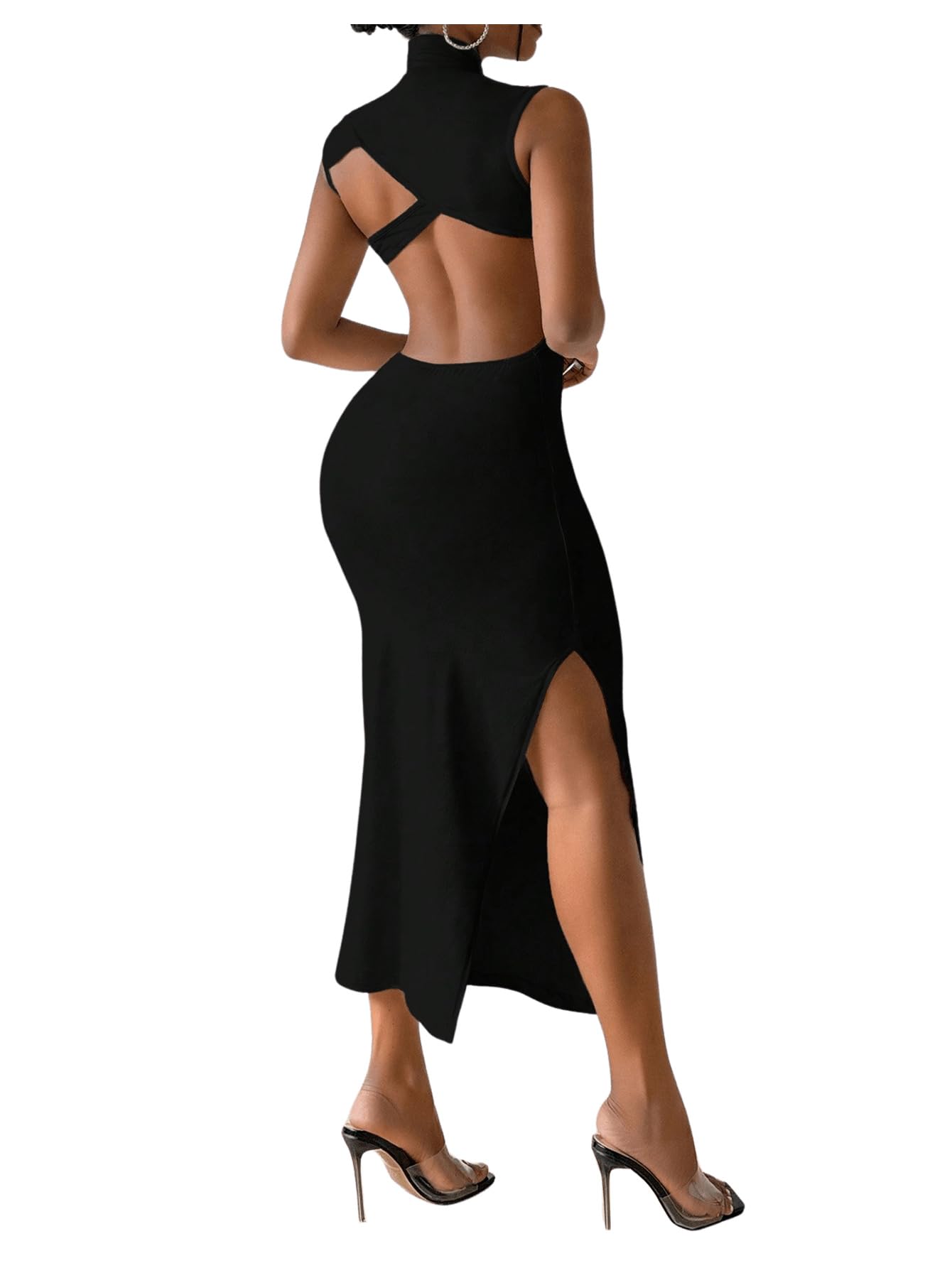 GORGLITTER Women's Open Low Back Cut Out Maxi Dress Summer Graduation ...