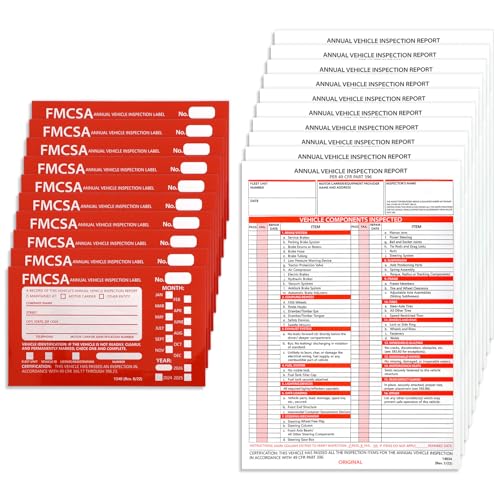 10 Pack Annual Vehicle Inspection Report Forms, with Red FMCSA Labels ...
