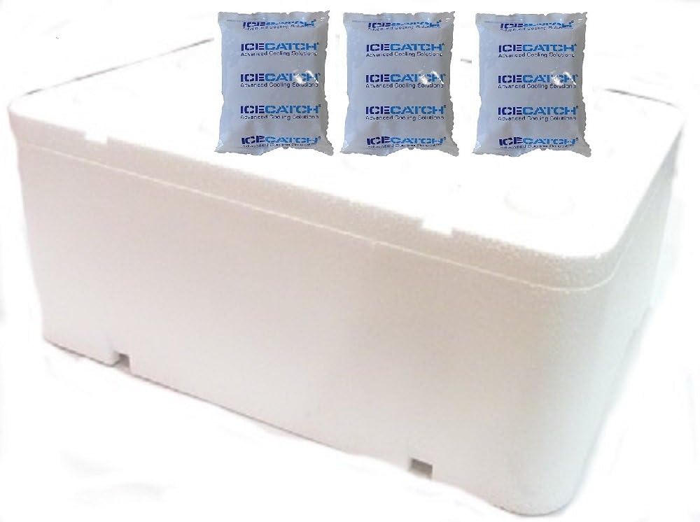 3 mal Kühlakku Kühlelemente Gel Ice Catch Gel 170 g+Styroporbox ...