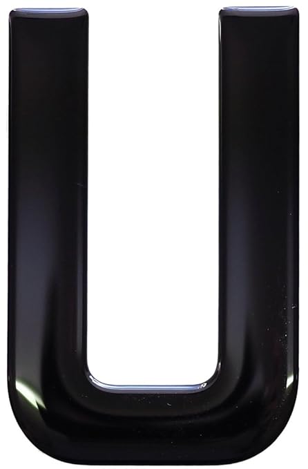 3D Resin / Gel Domed Self Adhesive Number Plate Letter 'U' (Black ...